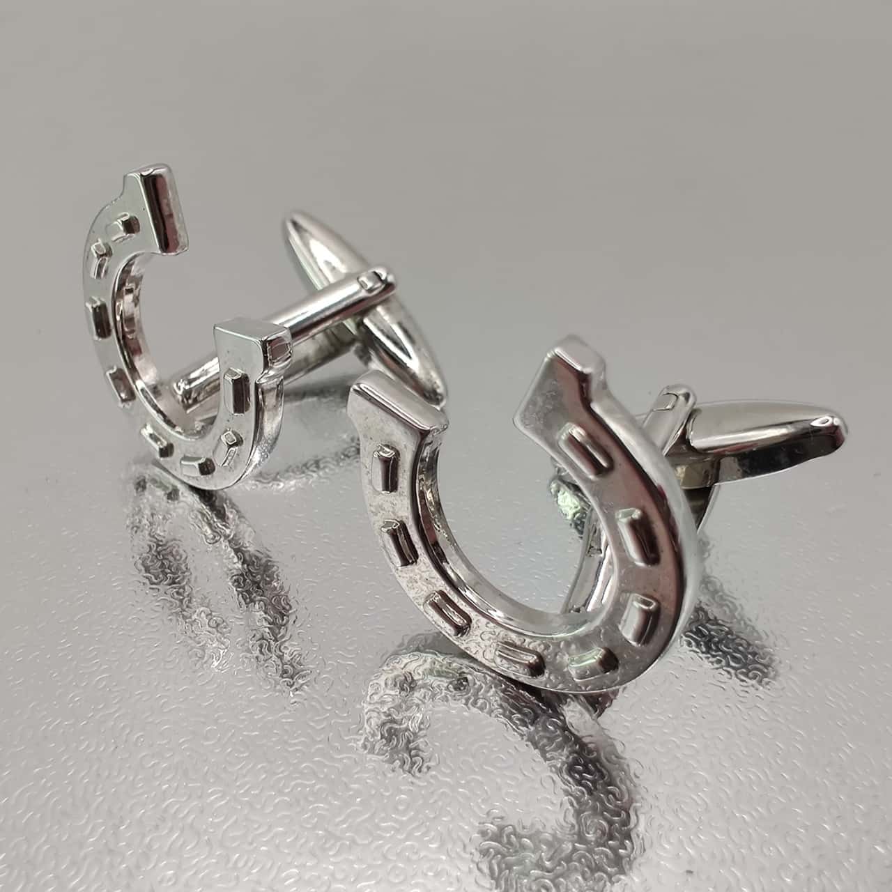 Silver Look Horseshoe Cufflinks 2cm Wide-1709760