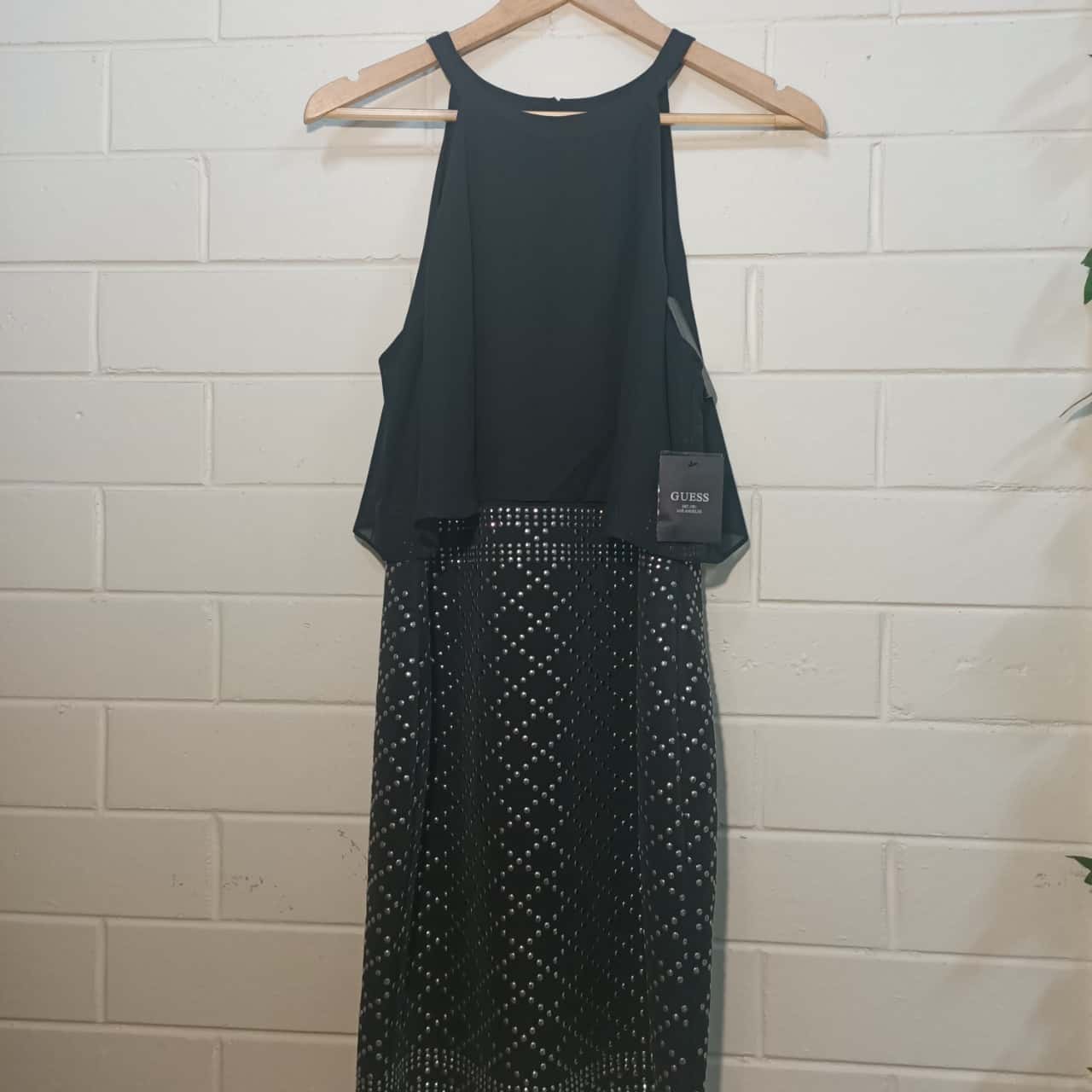 Guess Womens Size L Sleeveless Dress Black / Silver Studded (s)