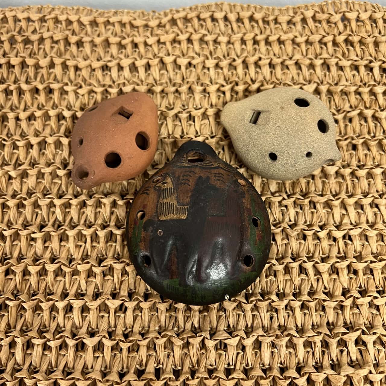 3 handmade ceramic whistles instruments (s)