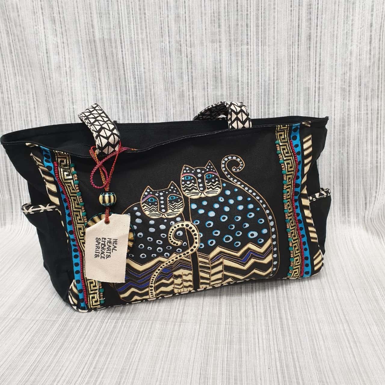 Laura Birch Gorgeous Spotted Cats Design Roomy Shoulder /Tote Bag with ...