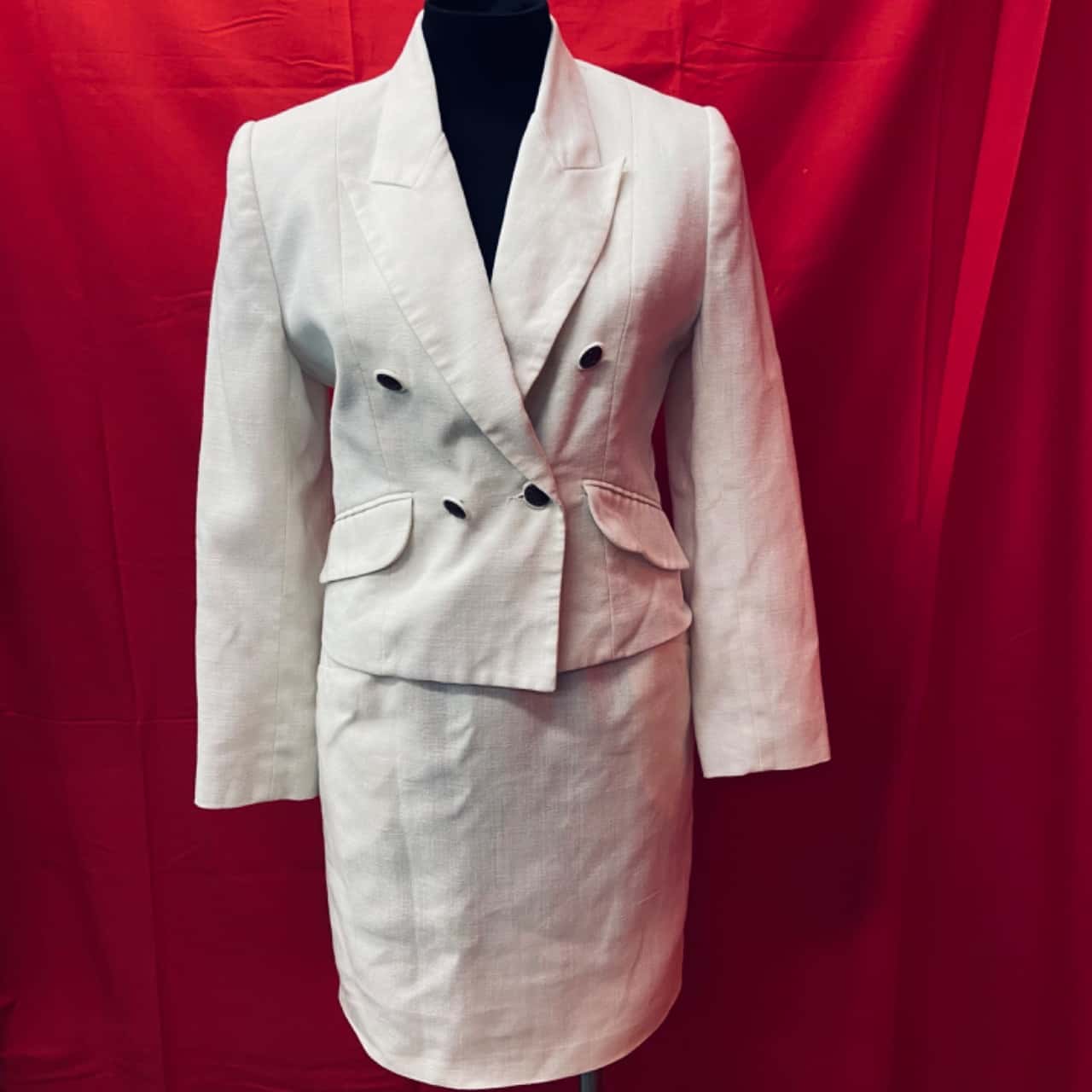 Gs Fabric Made in Italy Womens Size 10 Skirt, 8 Jacket White (s)