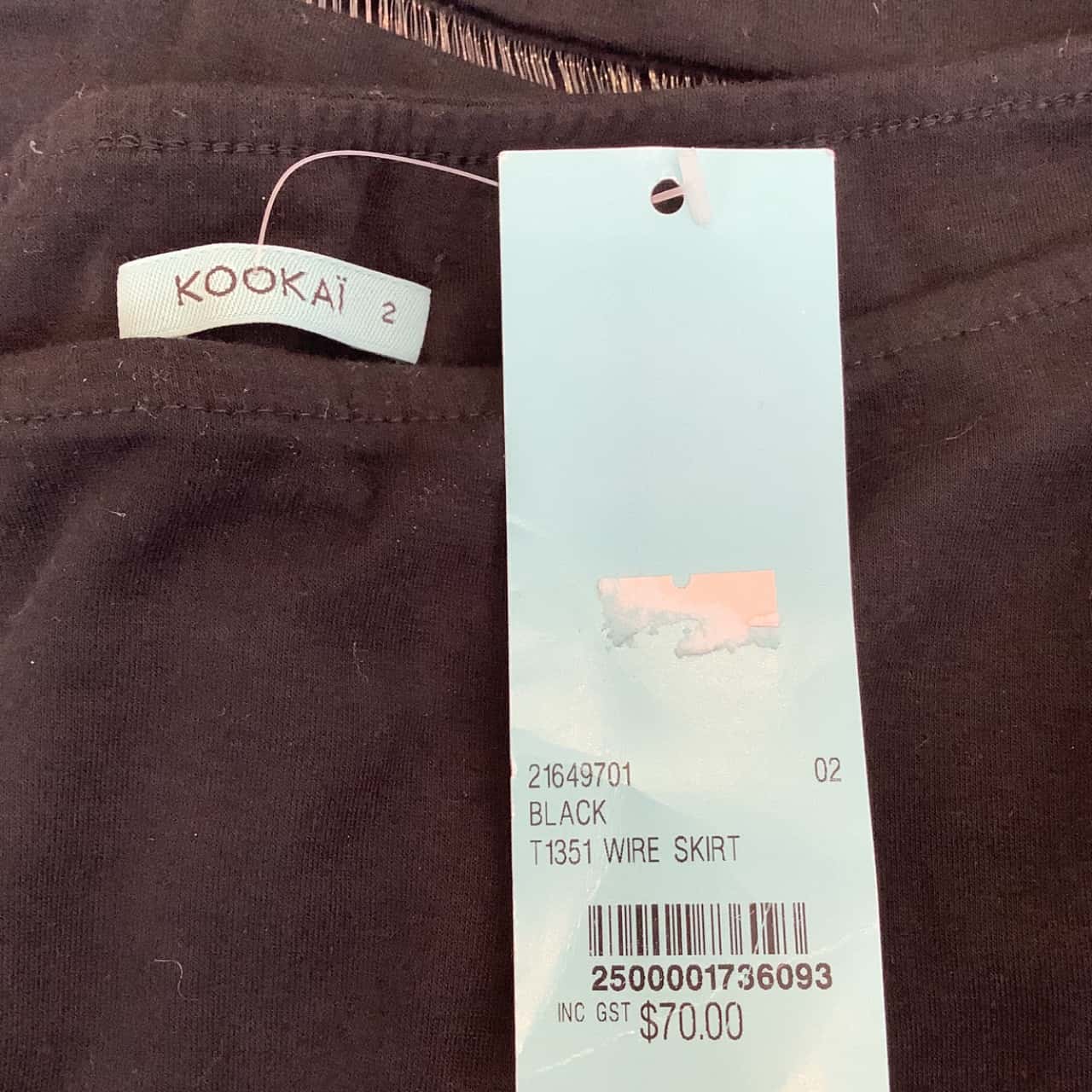 Brand New Kookai Womens Label Size 2 Wire Midi Skirt Black