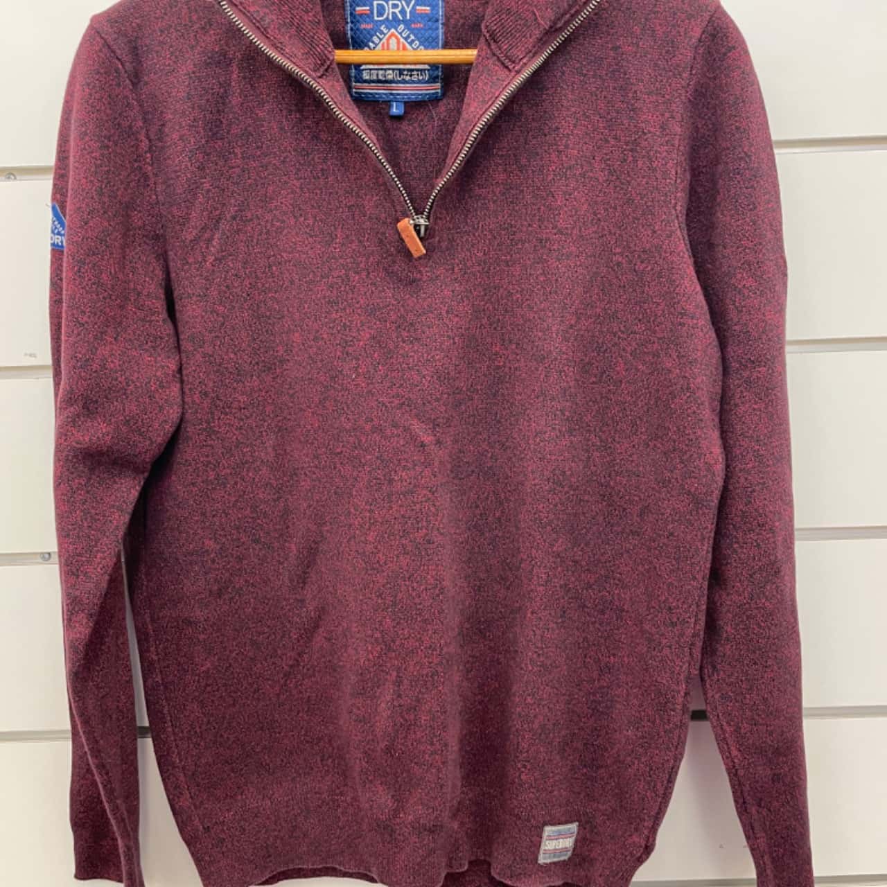 'Superdry' Mens Maroon 1/4 Zip Jumper (Size L)(s)
