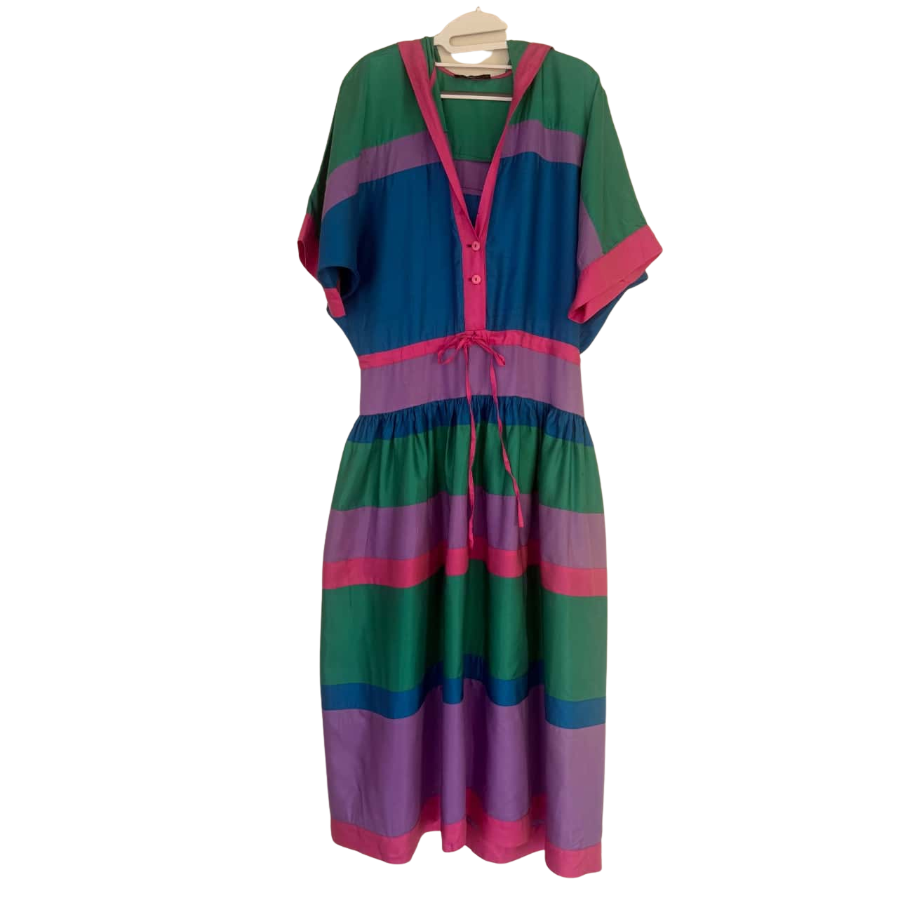 VINTAGE** 80s Rainbow Stripe Dress. Size 8