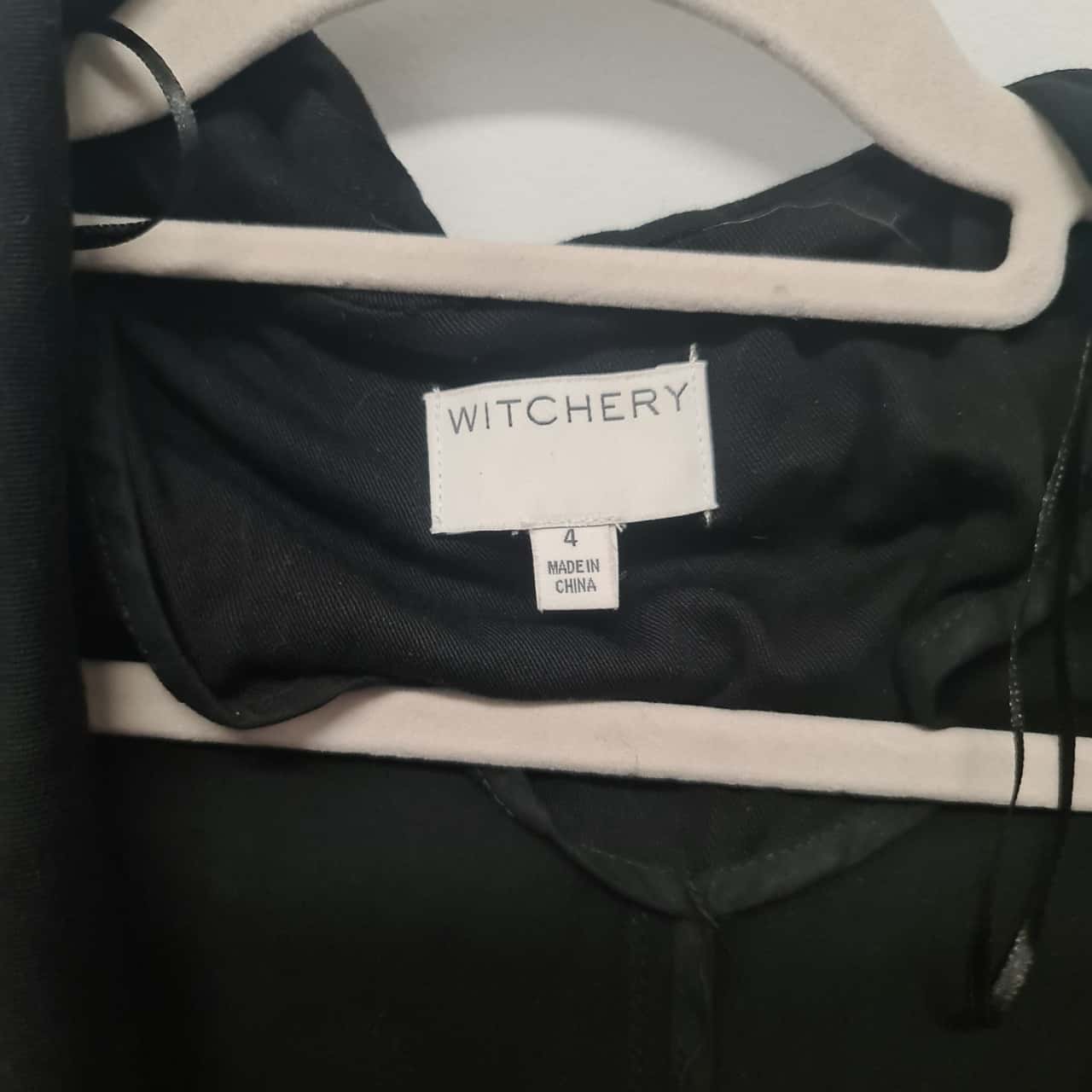 Witchery Womens Size 4 Hooded Open Jacket Black (s)