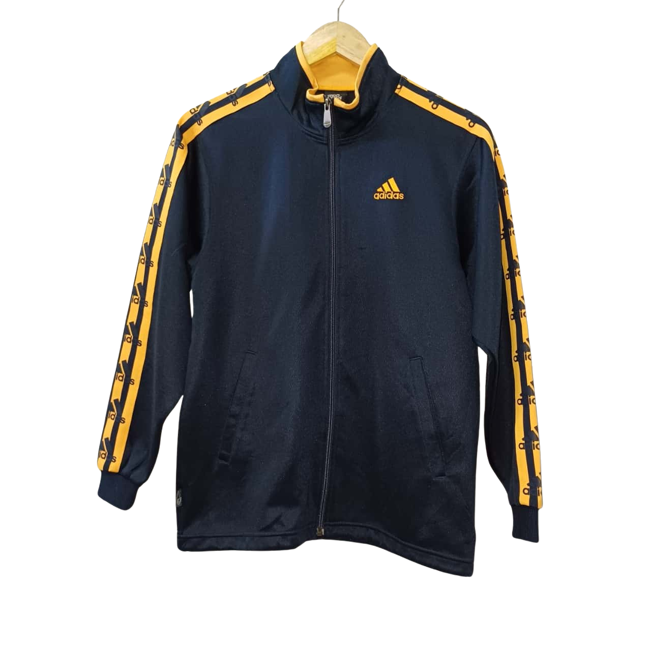 ADIDAS Size 14/16 Kids Jacket Sportswear Yellow Blue Nylon Polyester ...