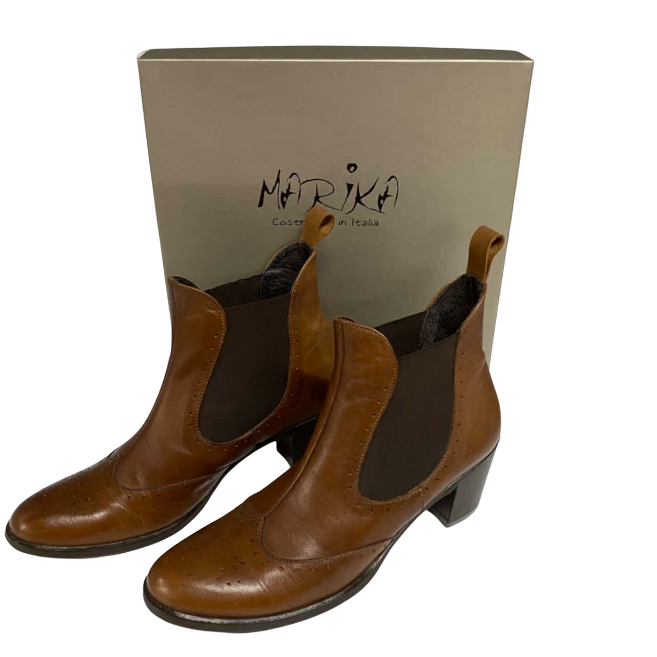 Marika Leather Ankle Boots Size 40 Brown (s)