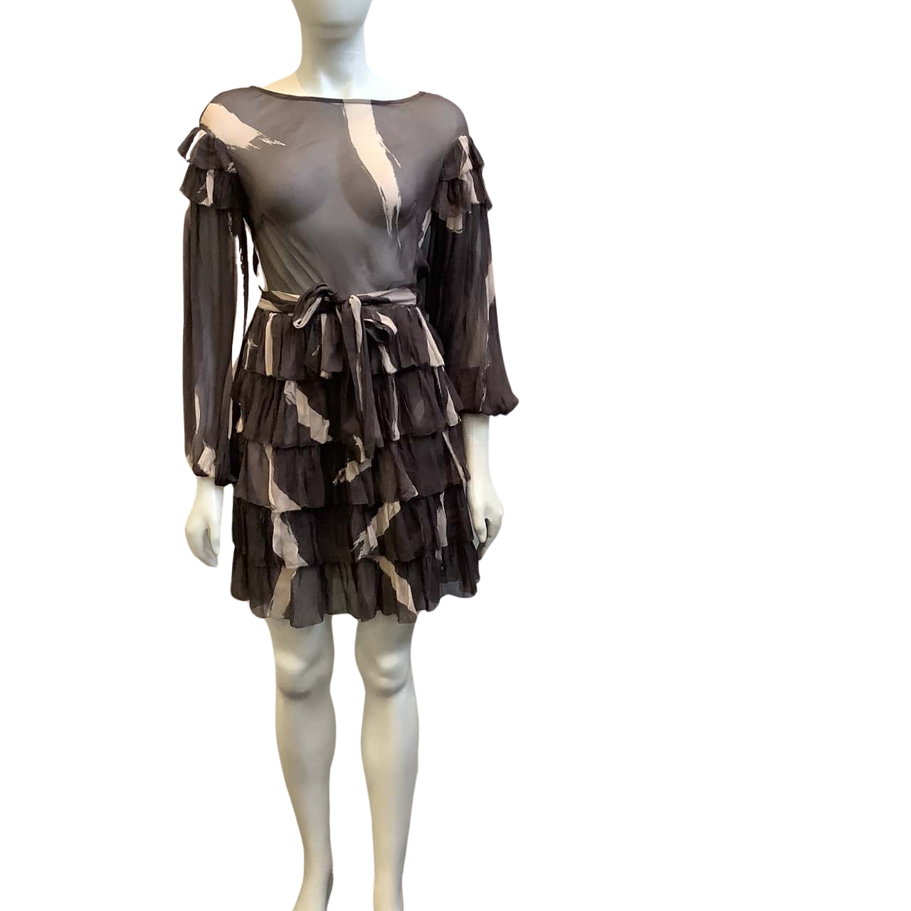 Zimmermann Womens AUS Size 6, Label Size 0P Silk Dress Black / Cream(s)