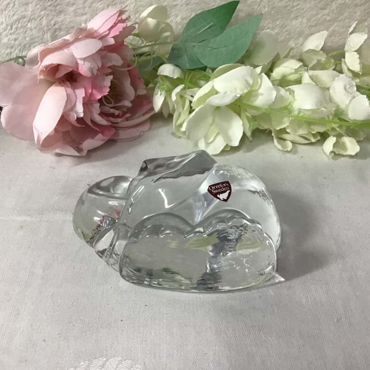 Vintage Orrefors Sweden Crystal Glass Elephant Paperweight Figurine