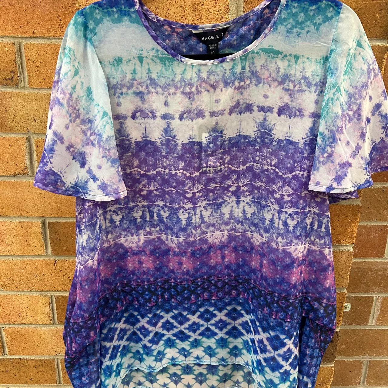 Maggie T Womens Size 10 Tie Dye Blouse