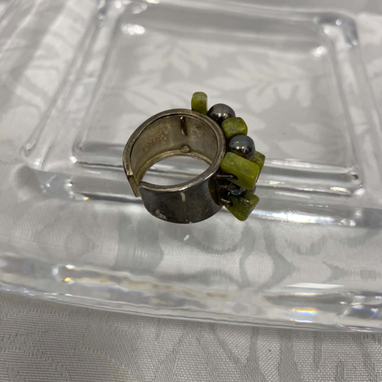 Women's 950 Marked Ring With Beads(s)