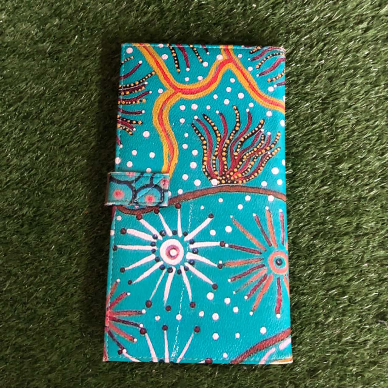 Catherine Manuel Teal & Orange Aboriginal Design Wallet