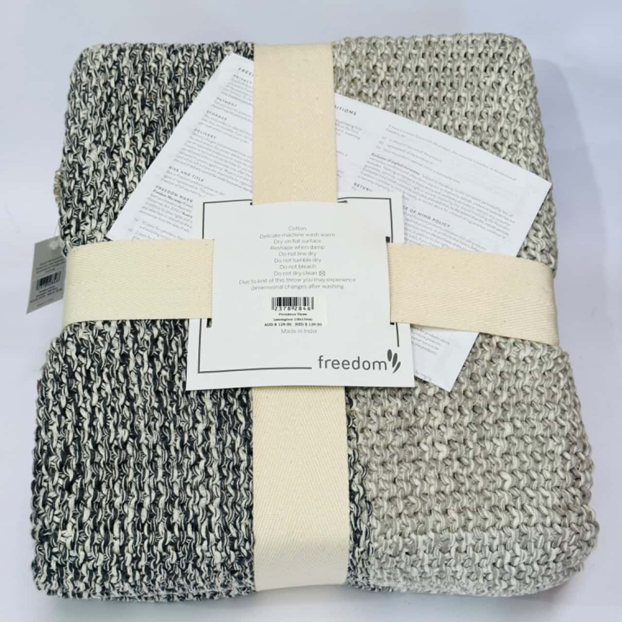 BNWT FREEDOM Cotton Throw Grey(s)