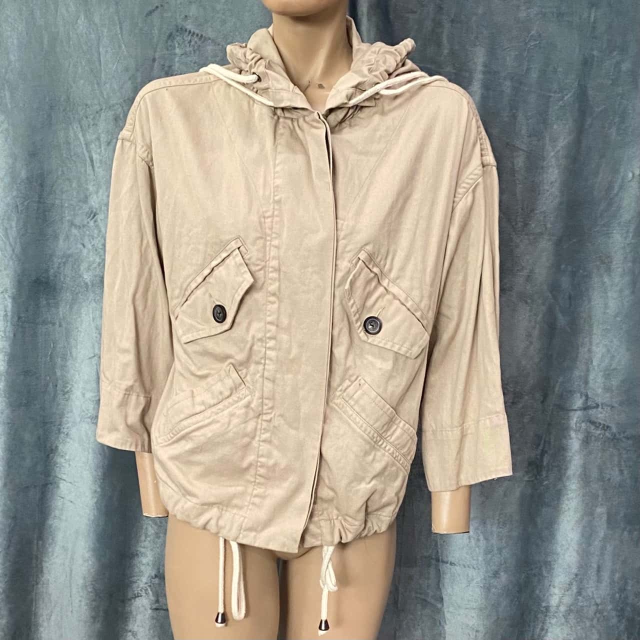 Gorman Women’s Size 2 Hooded Jacket Beige / Cream (s)