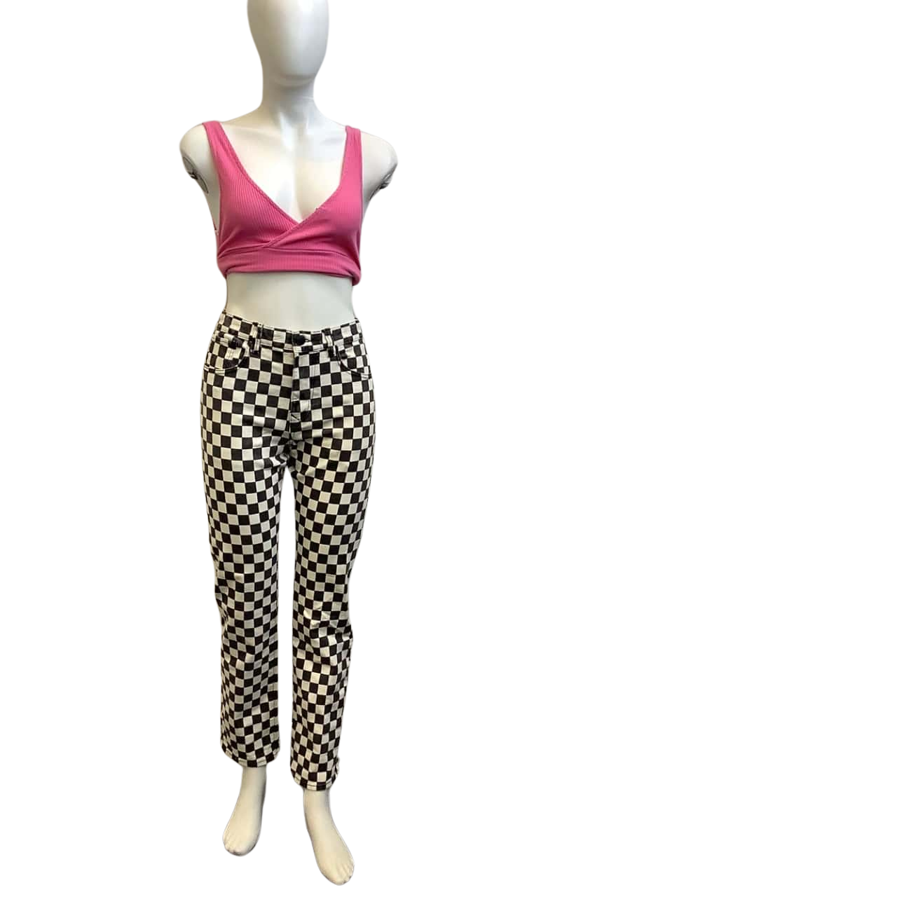 Dangerfield Womens Size W32-33 Checkerboard Jeans Black/White(s)