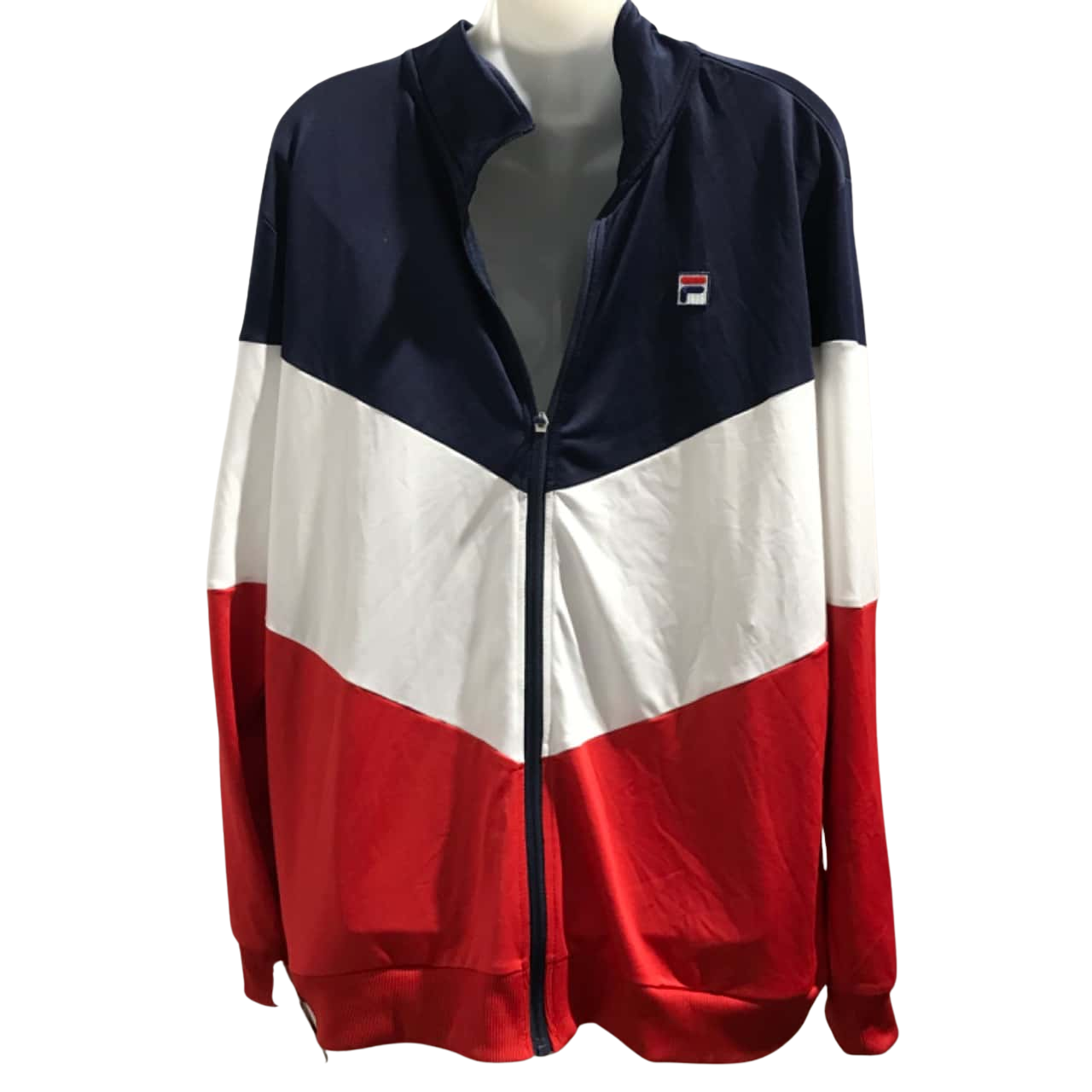NWOT Fila Mens Size L Tracksuit Top Navy Blue / Red / White (s)