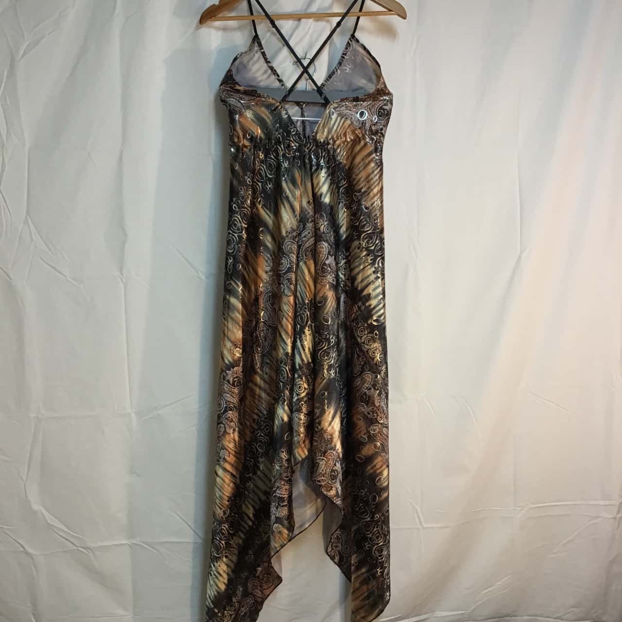 Mooloola Womens Size S Shoestring Strap Brown / Multicoloured Dress(s)