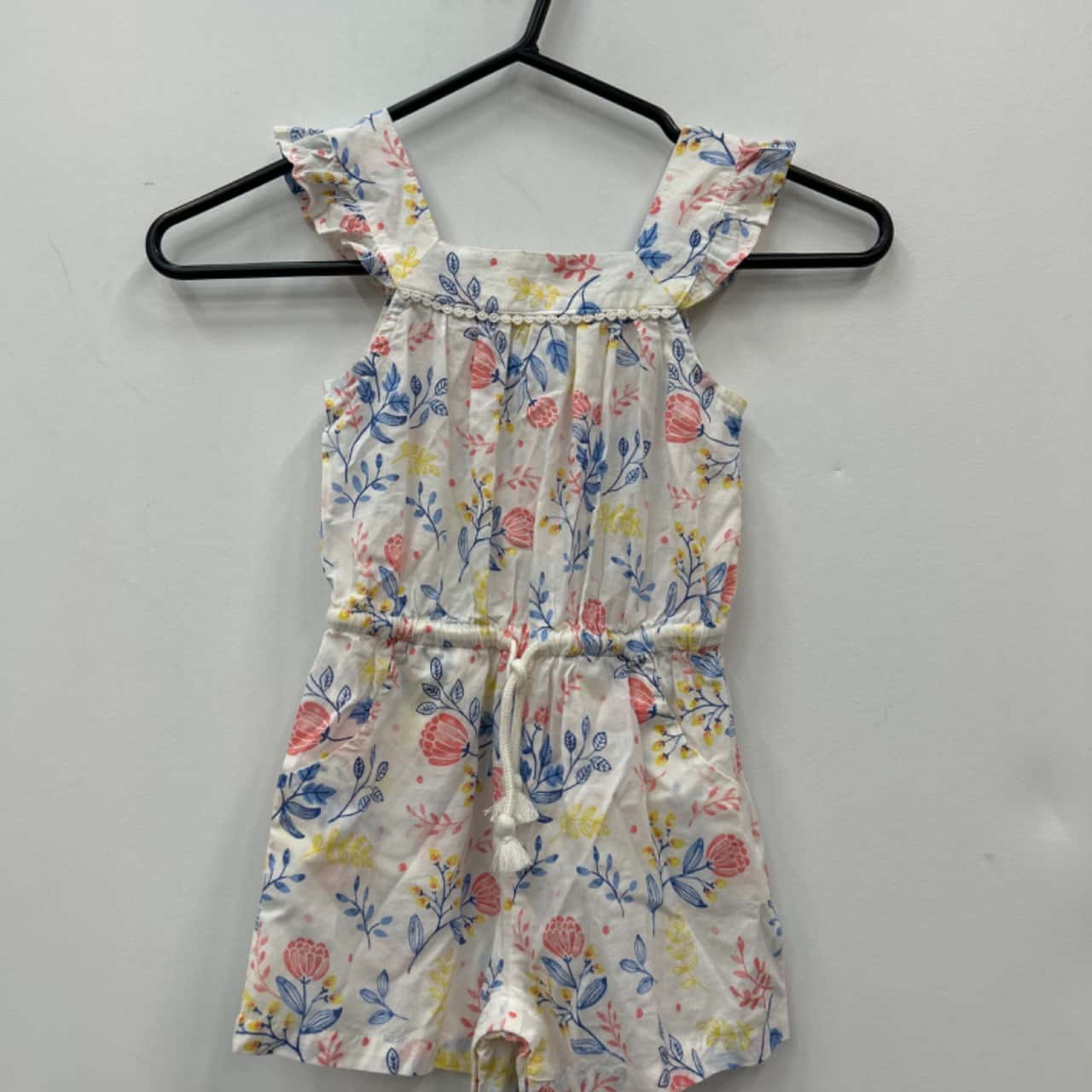 Purebaby Kids Age 4 Blue / Floral romper 100% organic cotton