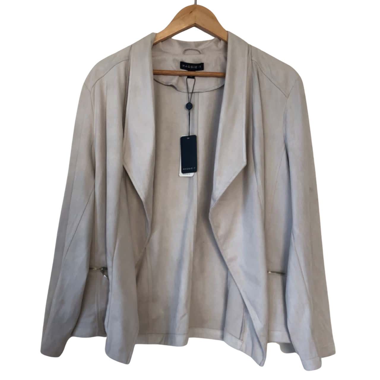 BNWT** Maggie T. Waterfall Faux Suede Jacket. Size 20 (s)