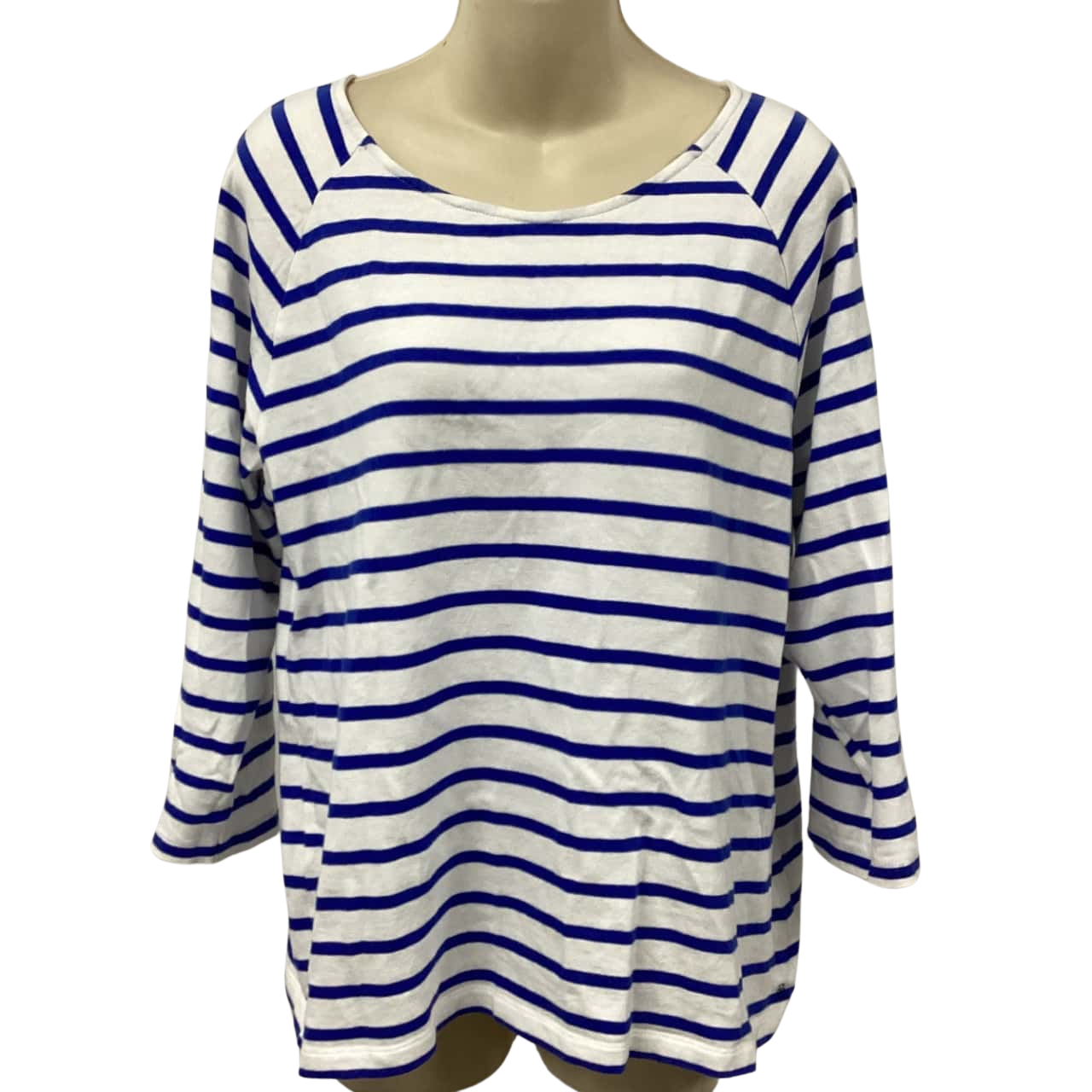 Bellerose Womens Size 12 Striped Top with buttons at back EUC(s)