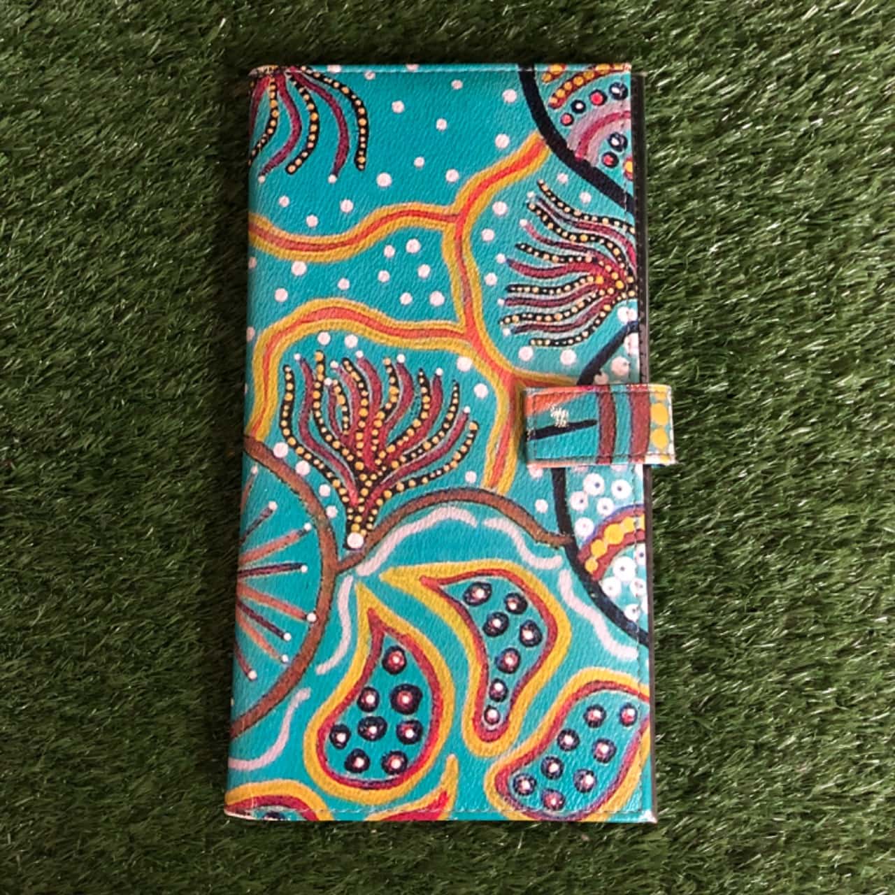 Catherine Manuel Teal & Orange Aboriginal Design Wallet