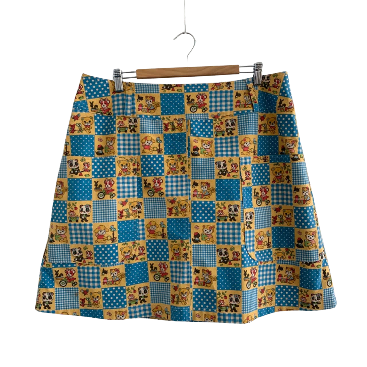 XL Blue Patchwork Mini Skirt(s)