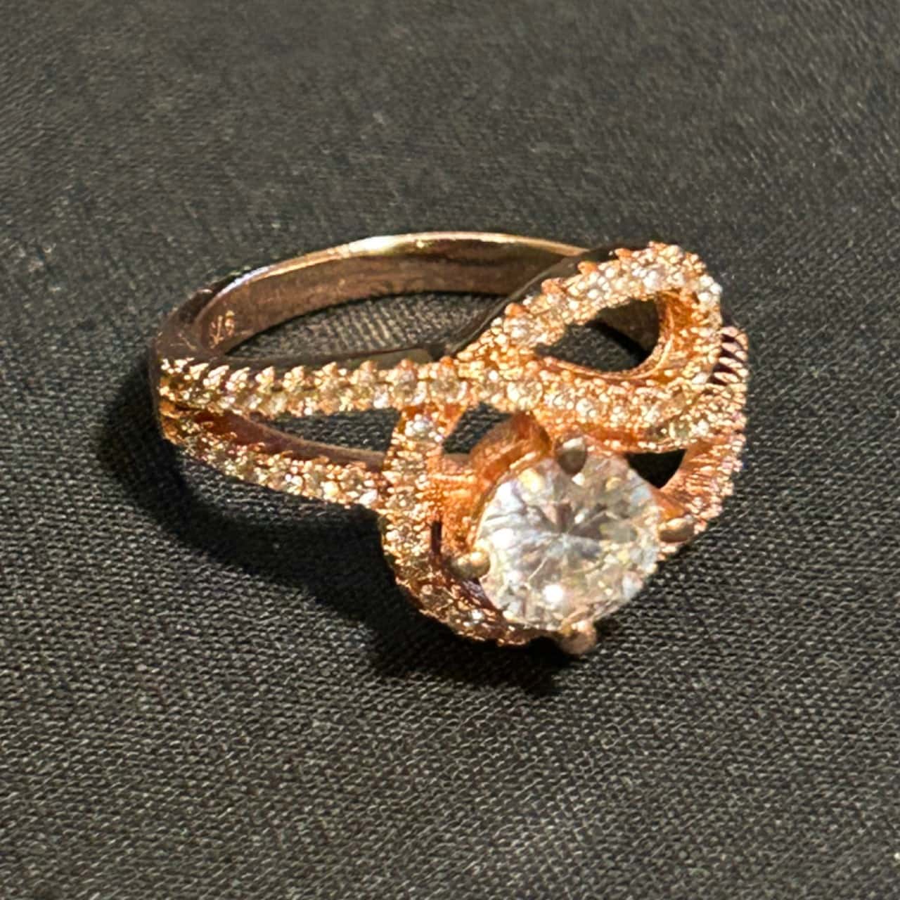Rose Gold toned Sparkly bling Ring, size 6 (s)