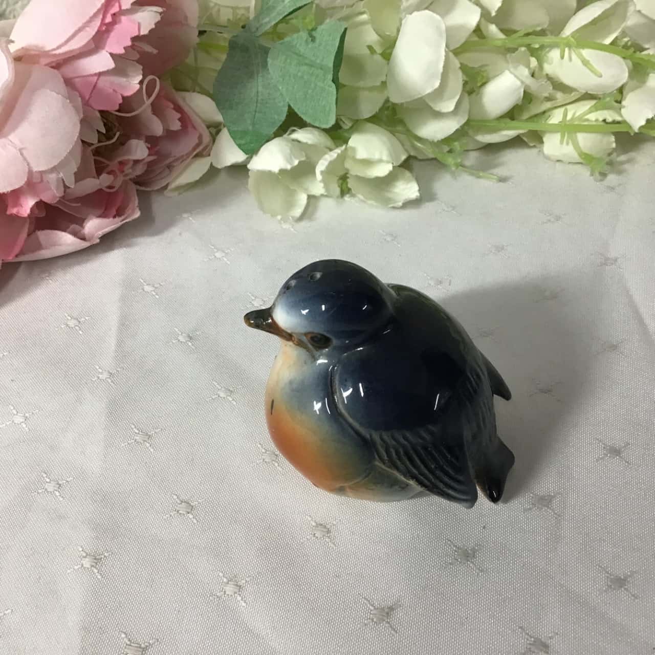 Dark Blue / Orange Ceramic Bird Ornament(s)