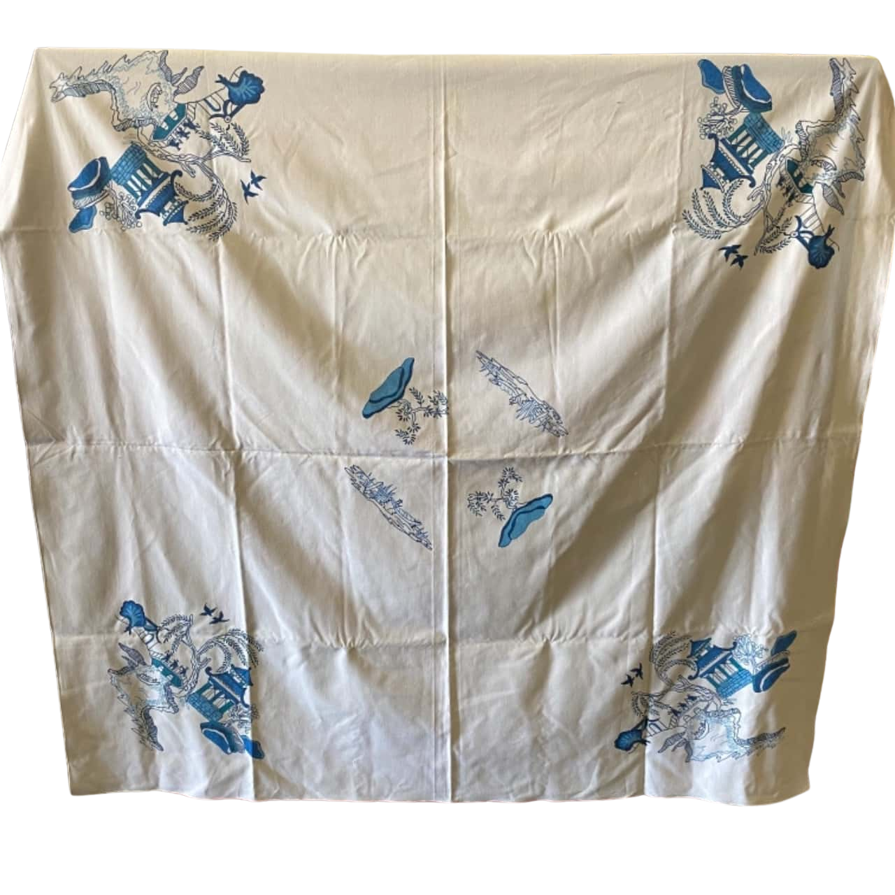 Square Table Cloth with Blue Border Design(s)
