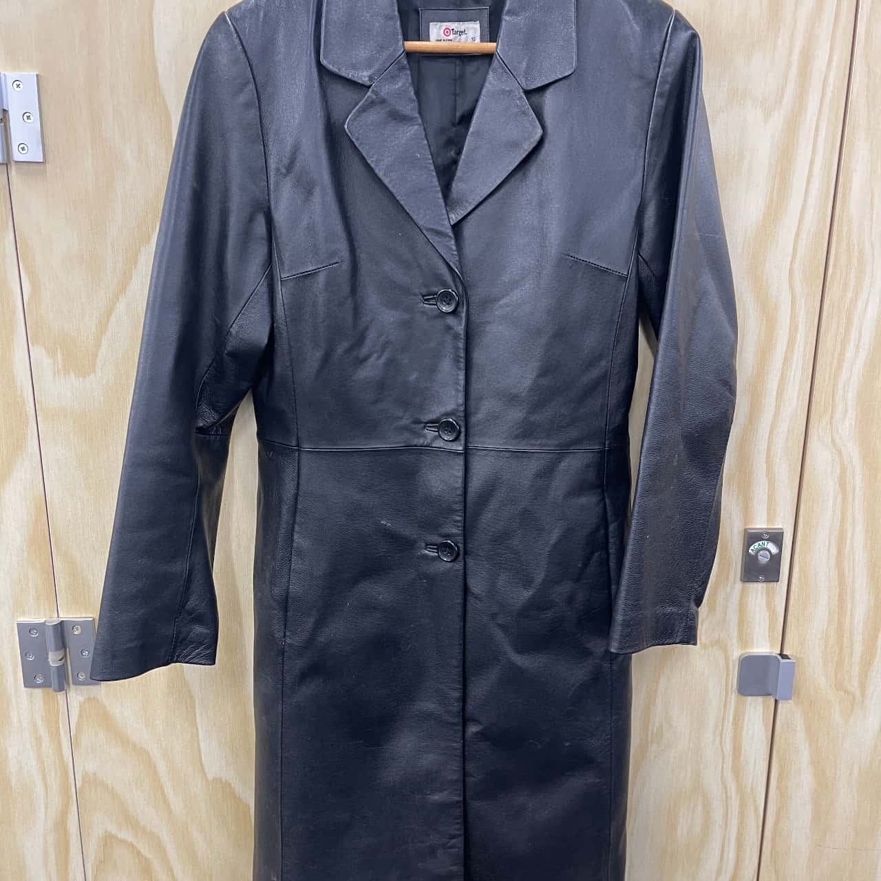 Target Long Black Pig Leather Coat Size 10 (s)