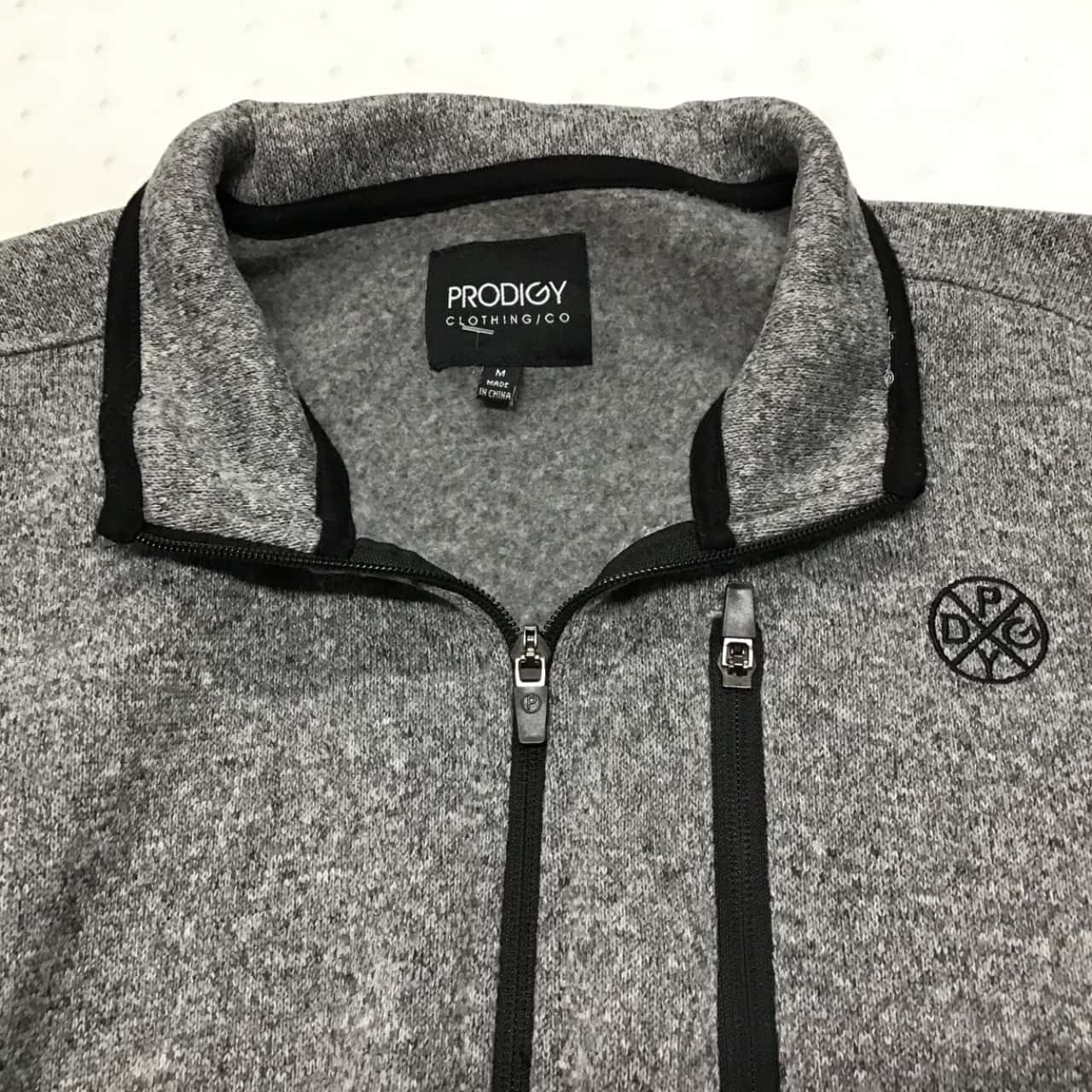 Prodigy Mens Size M Black / Grey / White Fleck Front Zipper Knit Jacket