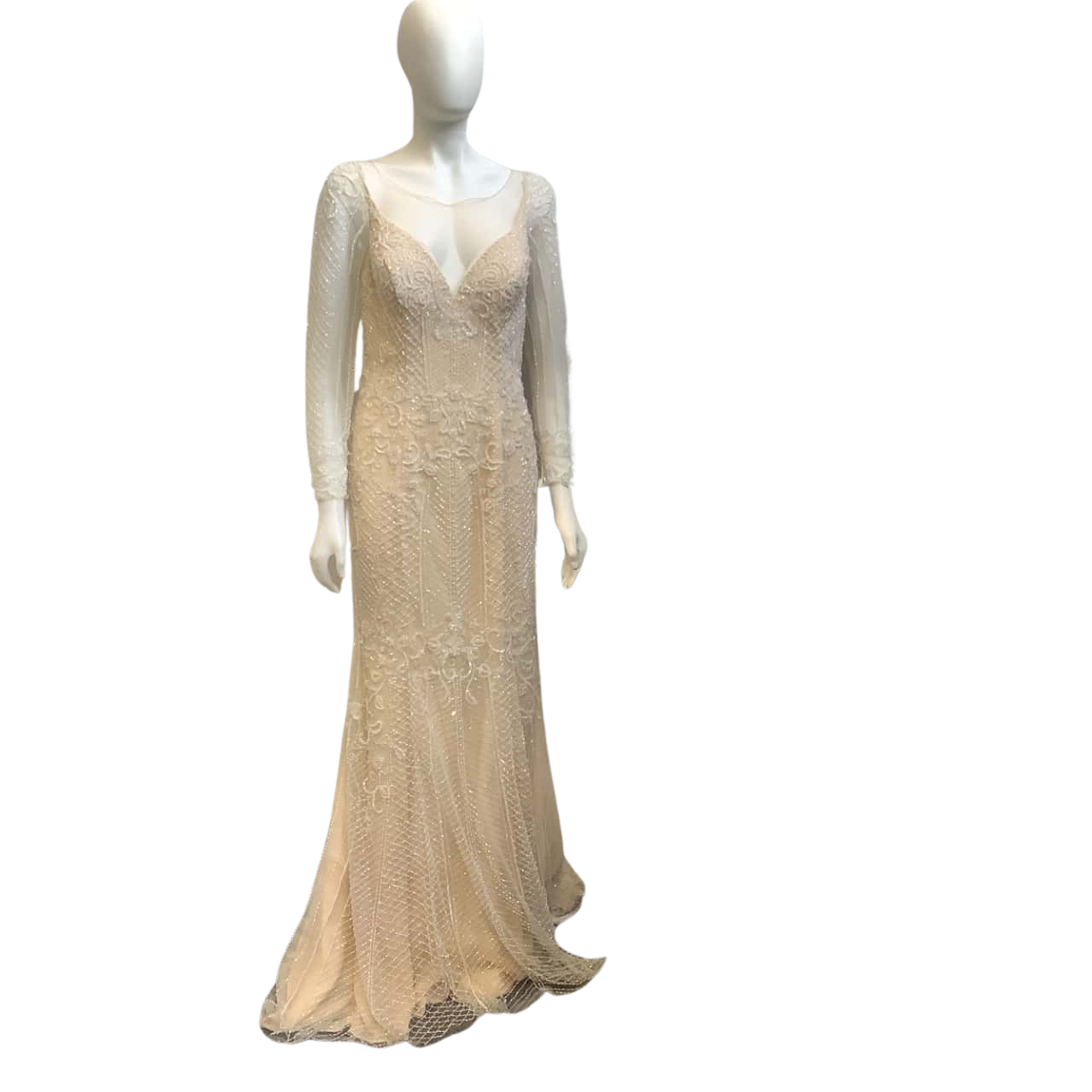 Ronald Joyce Womens Label Size UK14 Sequinned Wedding Dress Cream (s)