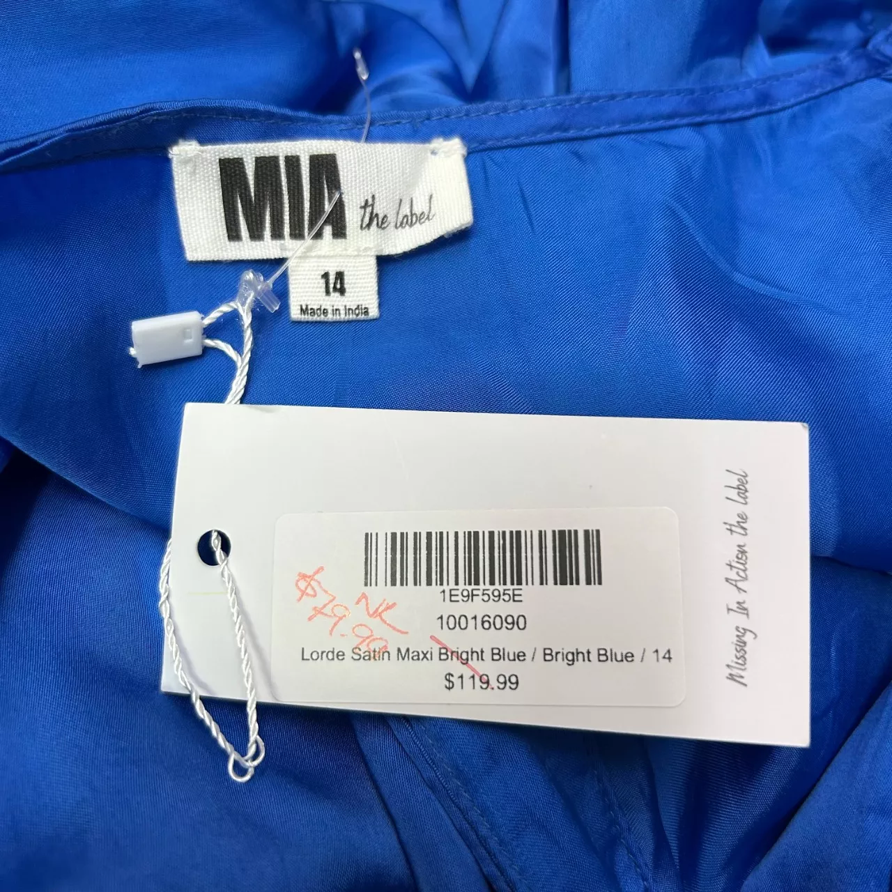New With Tags MIA THE LABEL Women's Size 14 Lorde Satin Maxi Dress / 3/ ...