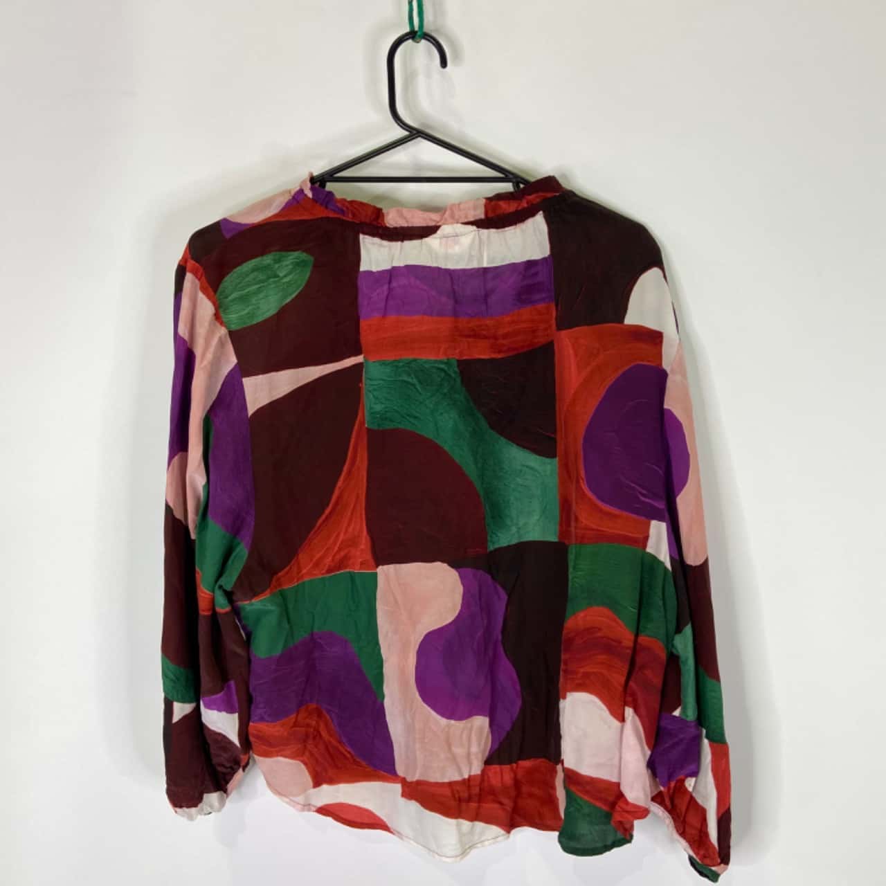 Gorman Womens Size 14 Long Sleeve Painted Blocks Silk Blend Top ...