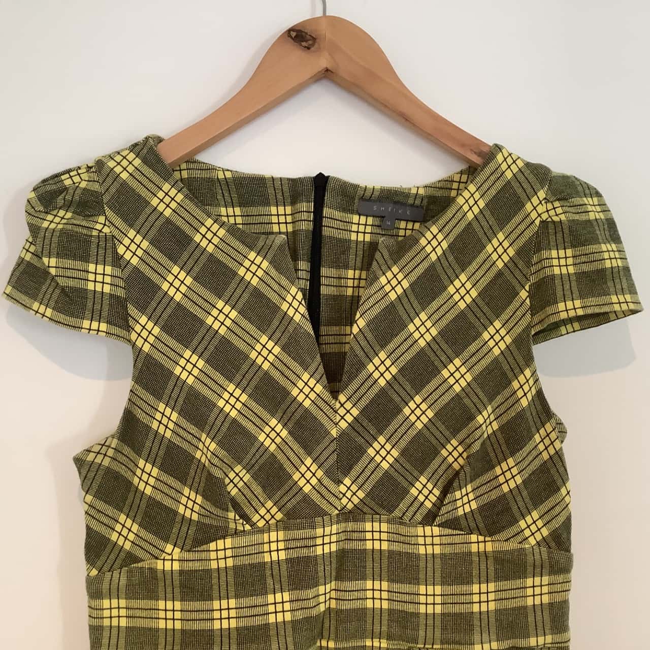 Sheike Yellow and Black Check Dress Size 14