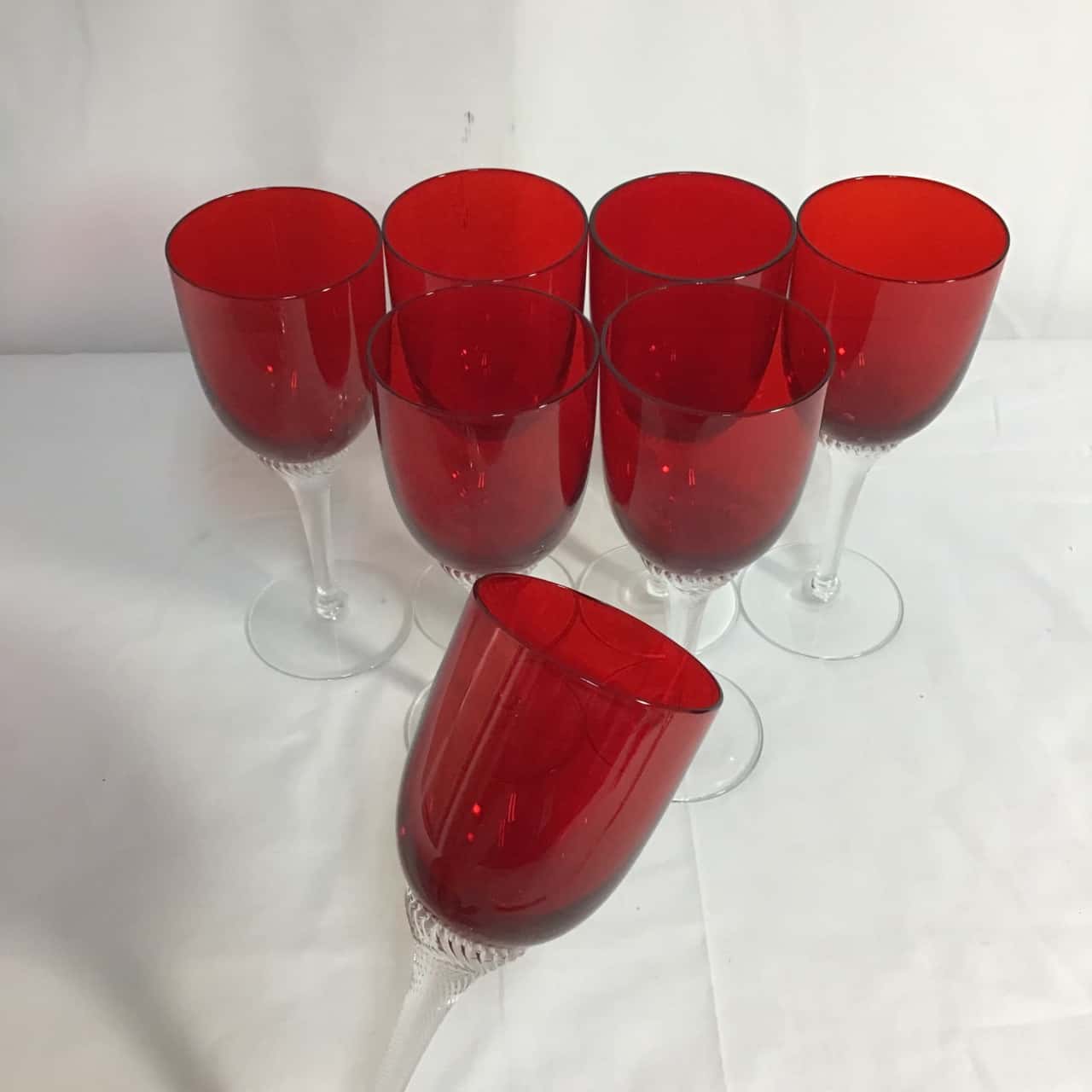 “reduced” 7 Crystal Ruby Red Glasses 6261