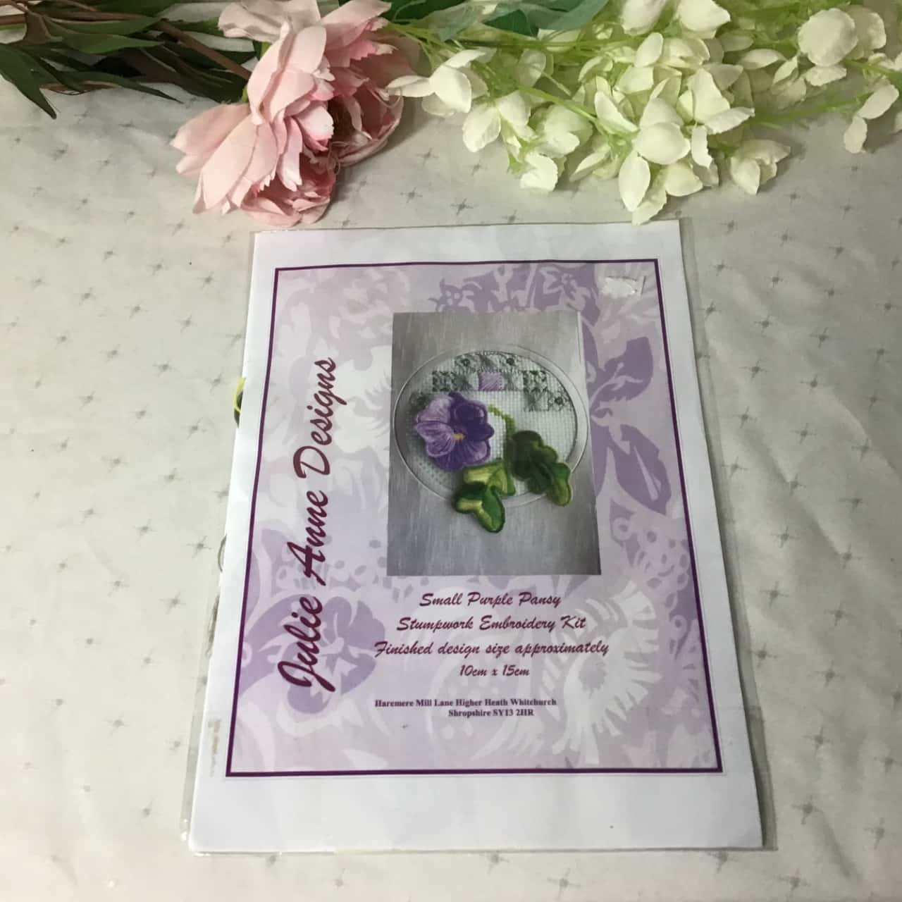 *REDUCED* Julie Anne Designs “Small Purple Pansy” Stumpwork Embroidery Kit