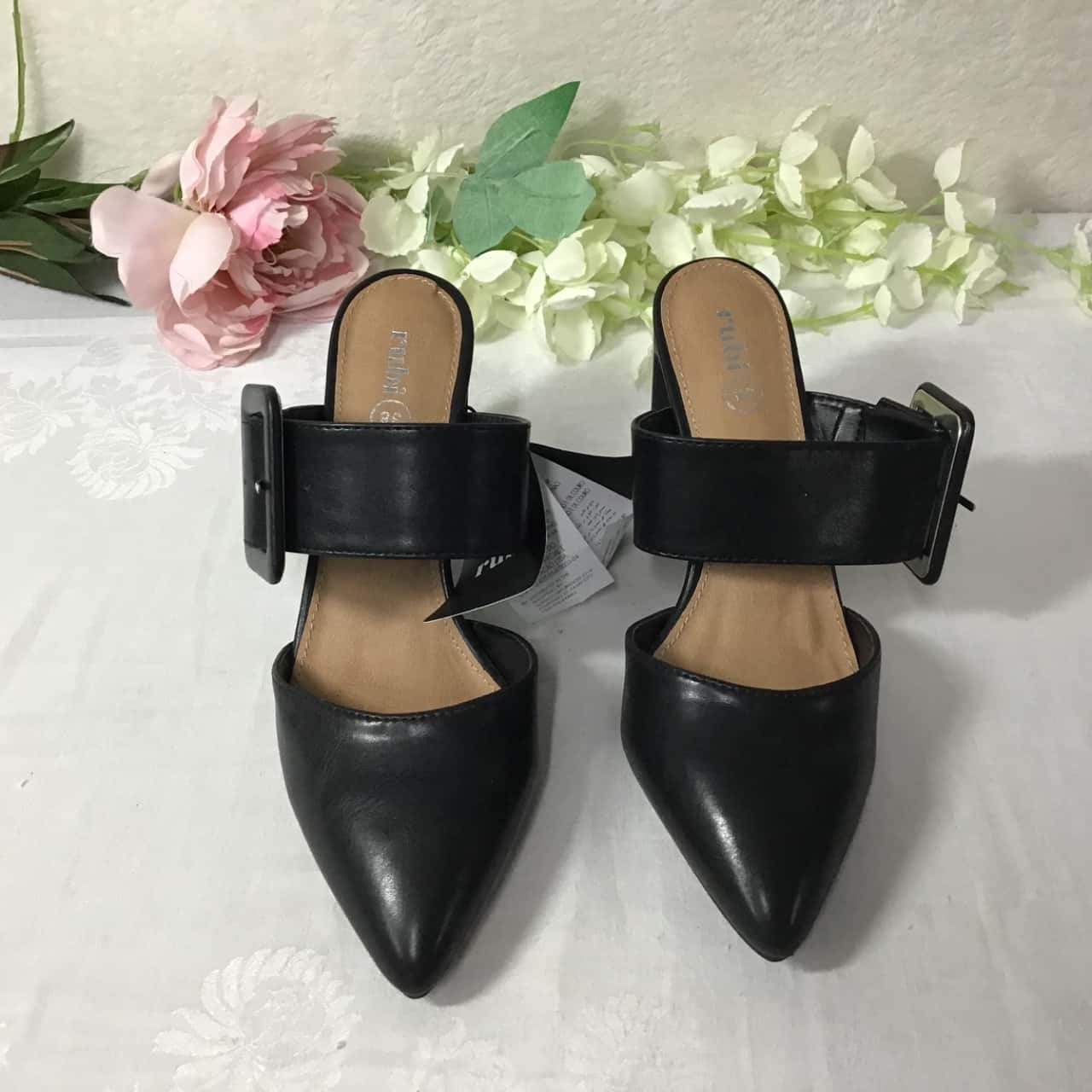 Rubi Womens Size 38 Black Buckle Heel Sandals(s)