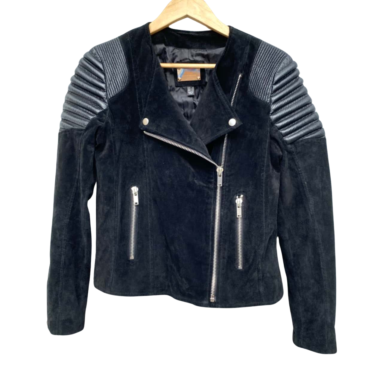 MNG Black Leather Biker Jacket Size M(s) - Used Very Good | Salvos Stores