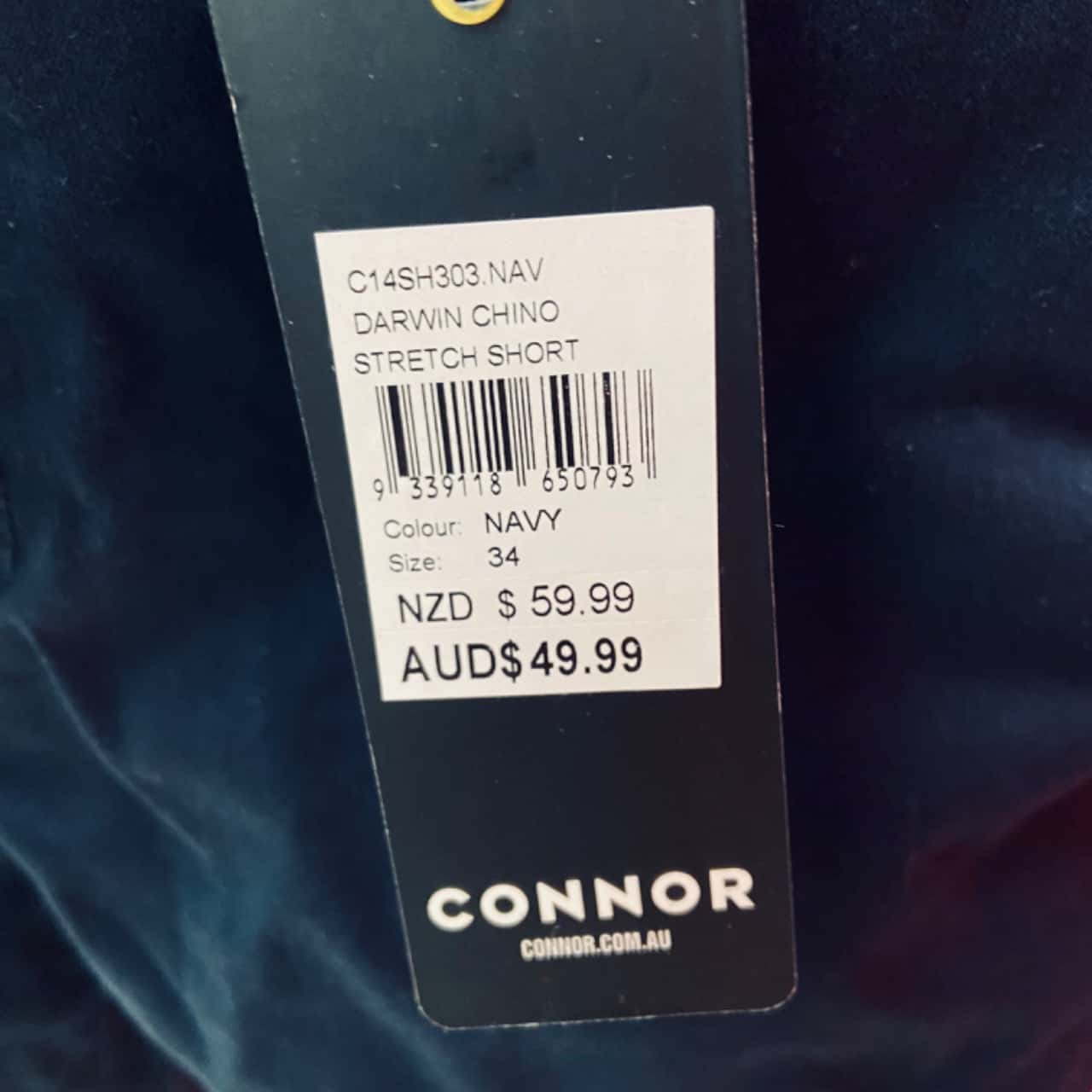 Connor Mens Size 34 Navy Blue Shorts Stretch(s)