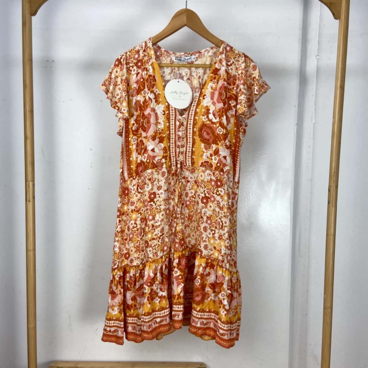 Salty Bright Womens Size 12 Boho Print Mini Dress(s)