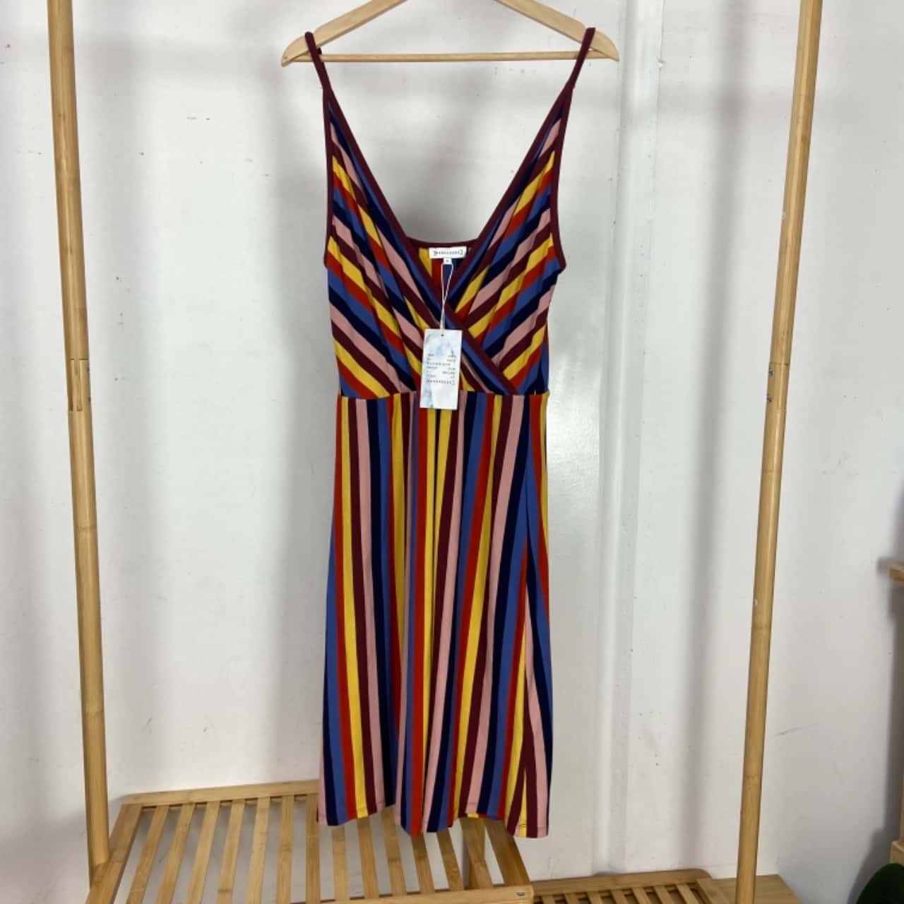 Warehouse Rainbow Strappy Wrap Dress Size 12 (s)