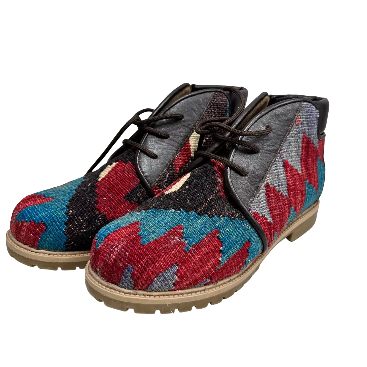 Kilim Men’s Handwoven Pattern Boots Black / Red / Teal - Used Good ...