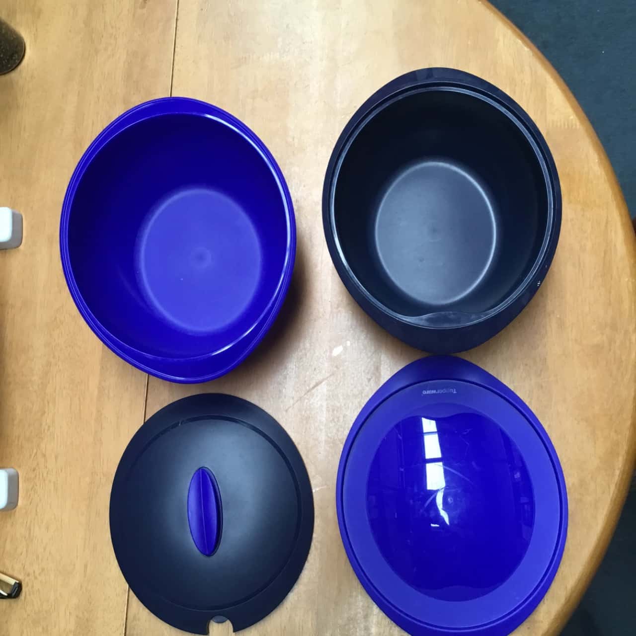Tupperware Blue Heat & Serve Four Piece Set With Handled Lid(s)