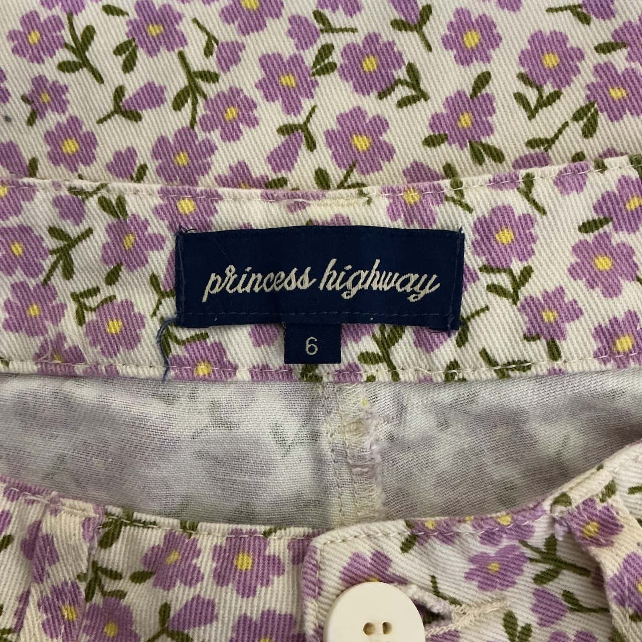 Princess Highway Womens Pants Size 6 Beige / Purple Flowers