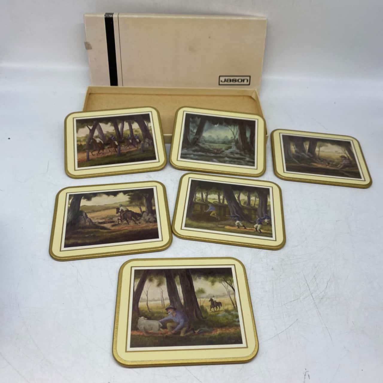Vintage Set 6 Australiana Drink Coasters "Waltzing Matilda" VGC-1667049(s)