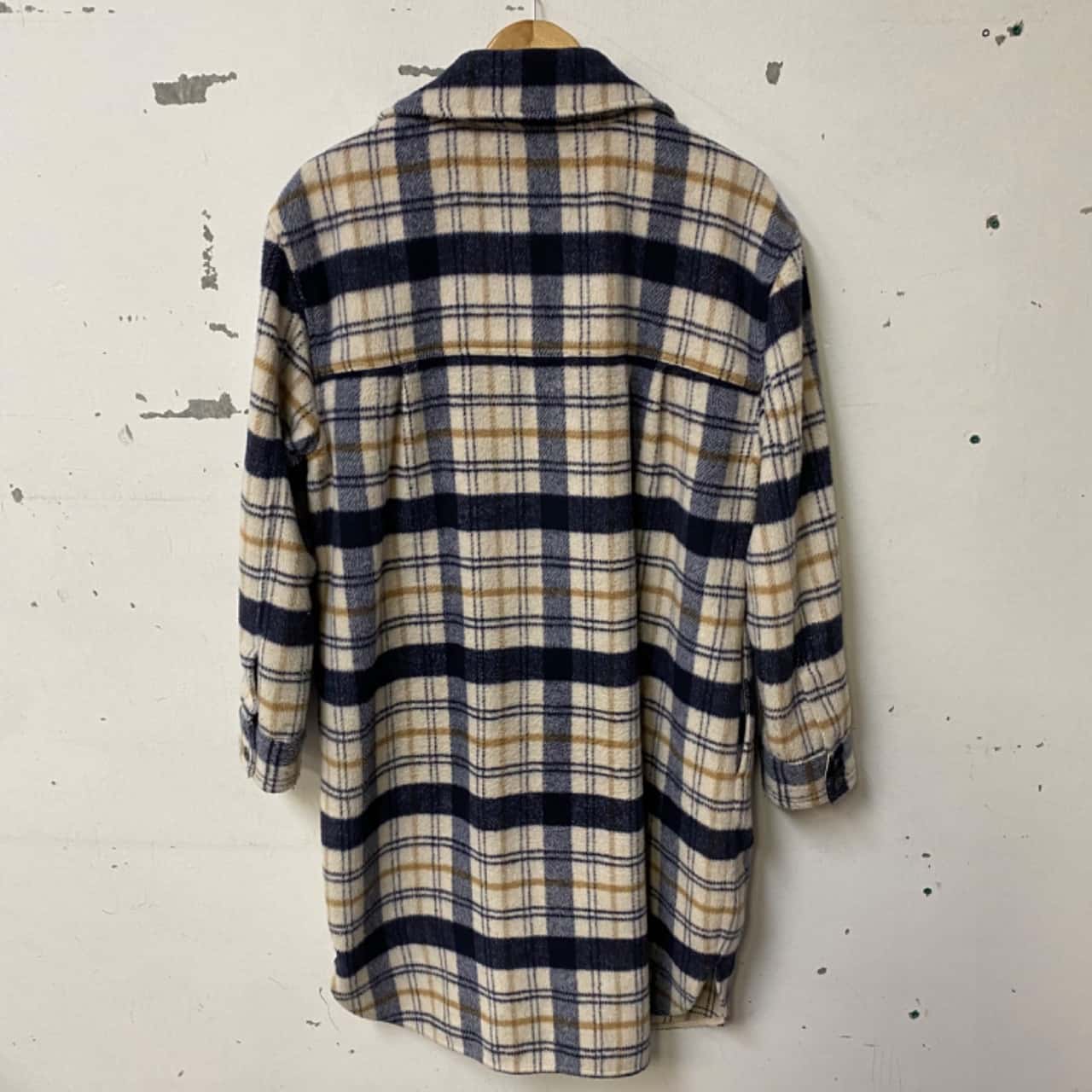 Witchery Womens Size 14 Winter Coat Beige / Blue / Checked (s)