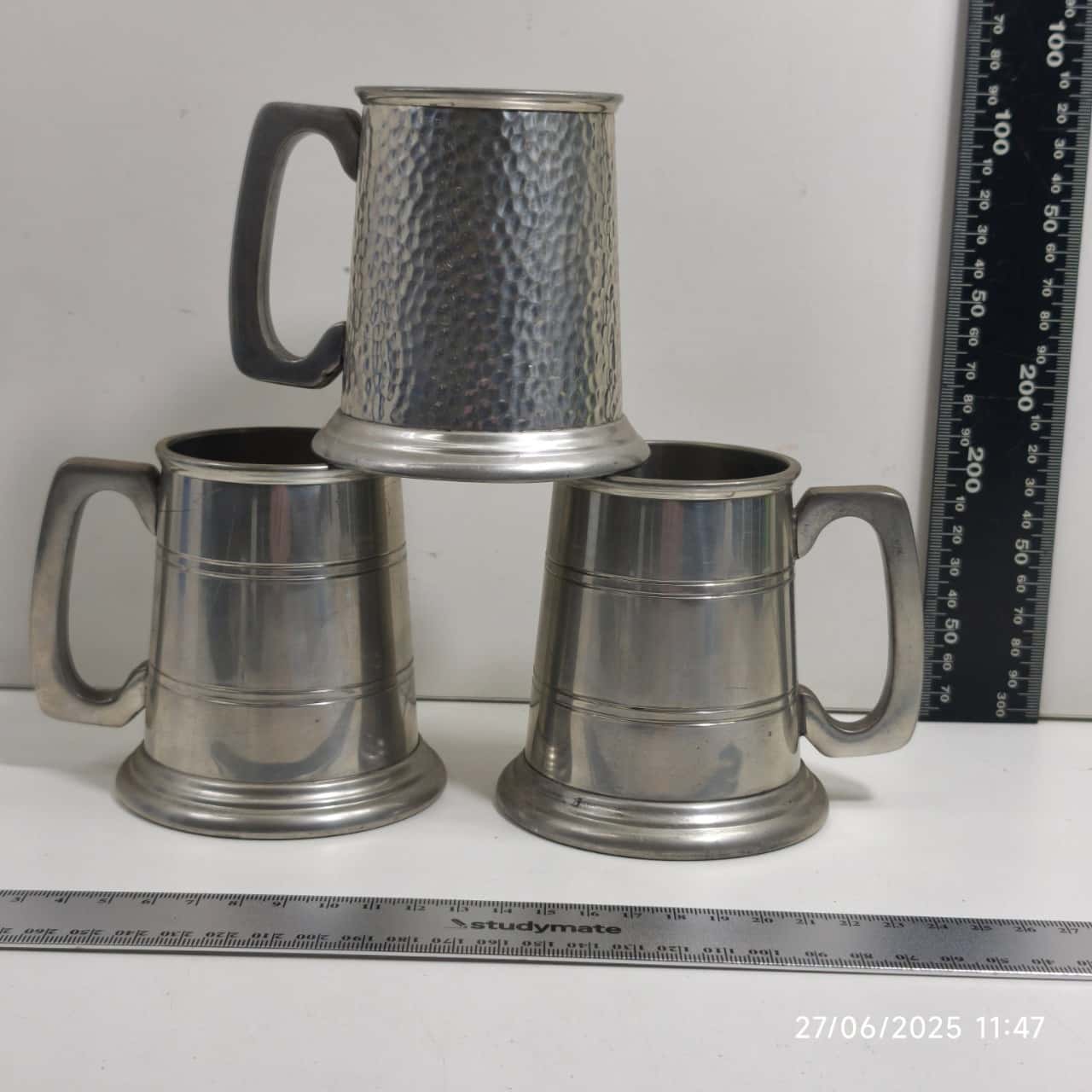 3x Vintage Pewter Mugs Australia (s)
