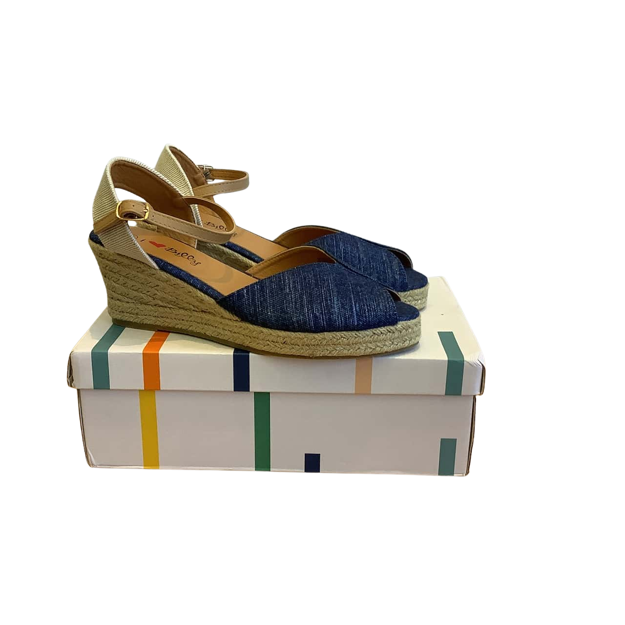 In Original Box I Love Billy Women's Size 41 Denim and Rope Wedges Navy ...