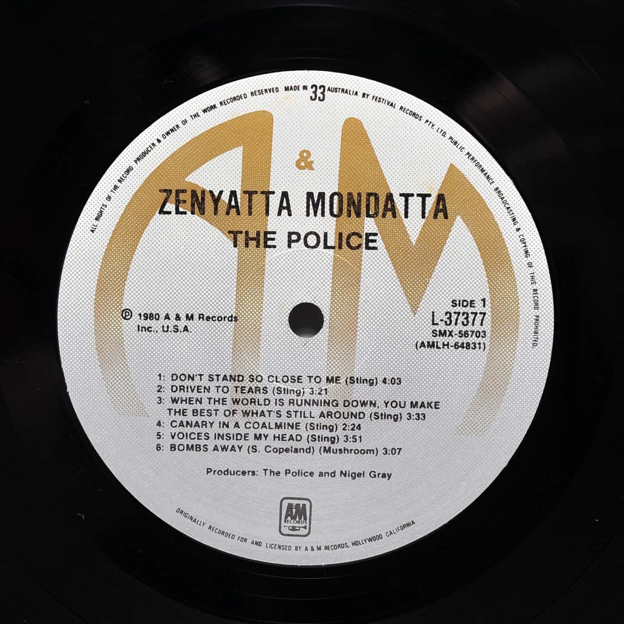 12" Vinyl Record - The Police - Zenyatta Mondatta - Released 1980 ...